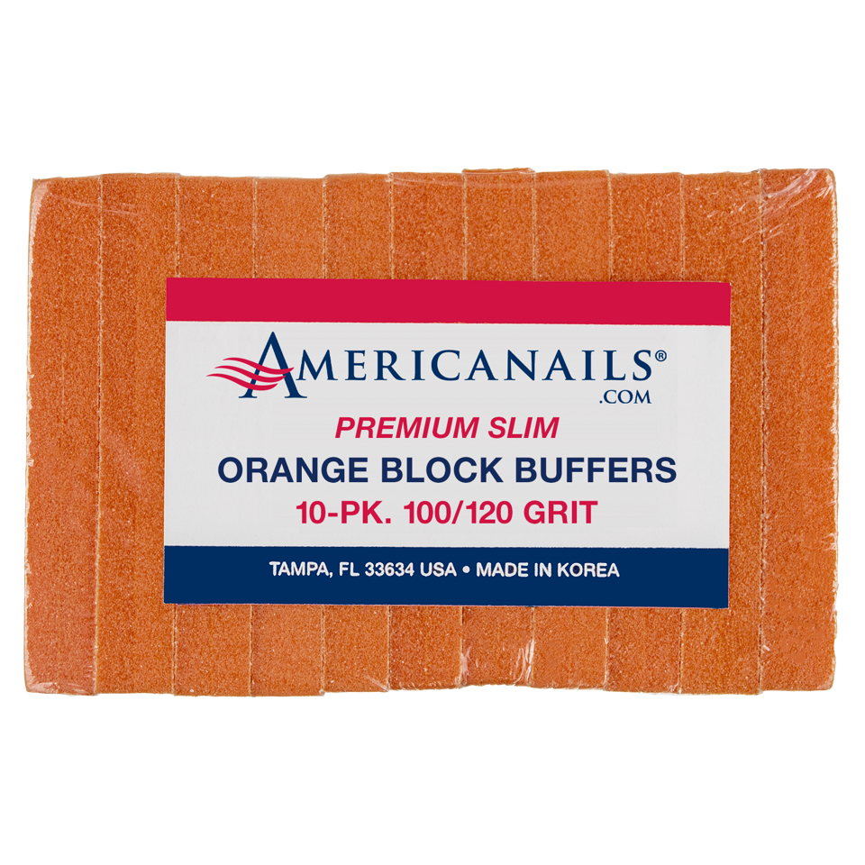 Americanails Premium Slim Orange Block Buffer 10ct – Premier Nail Source