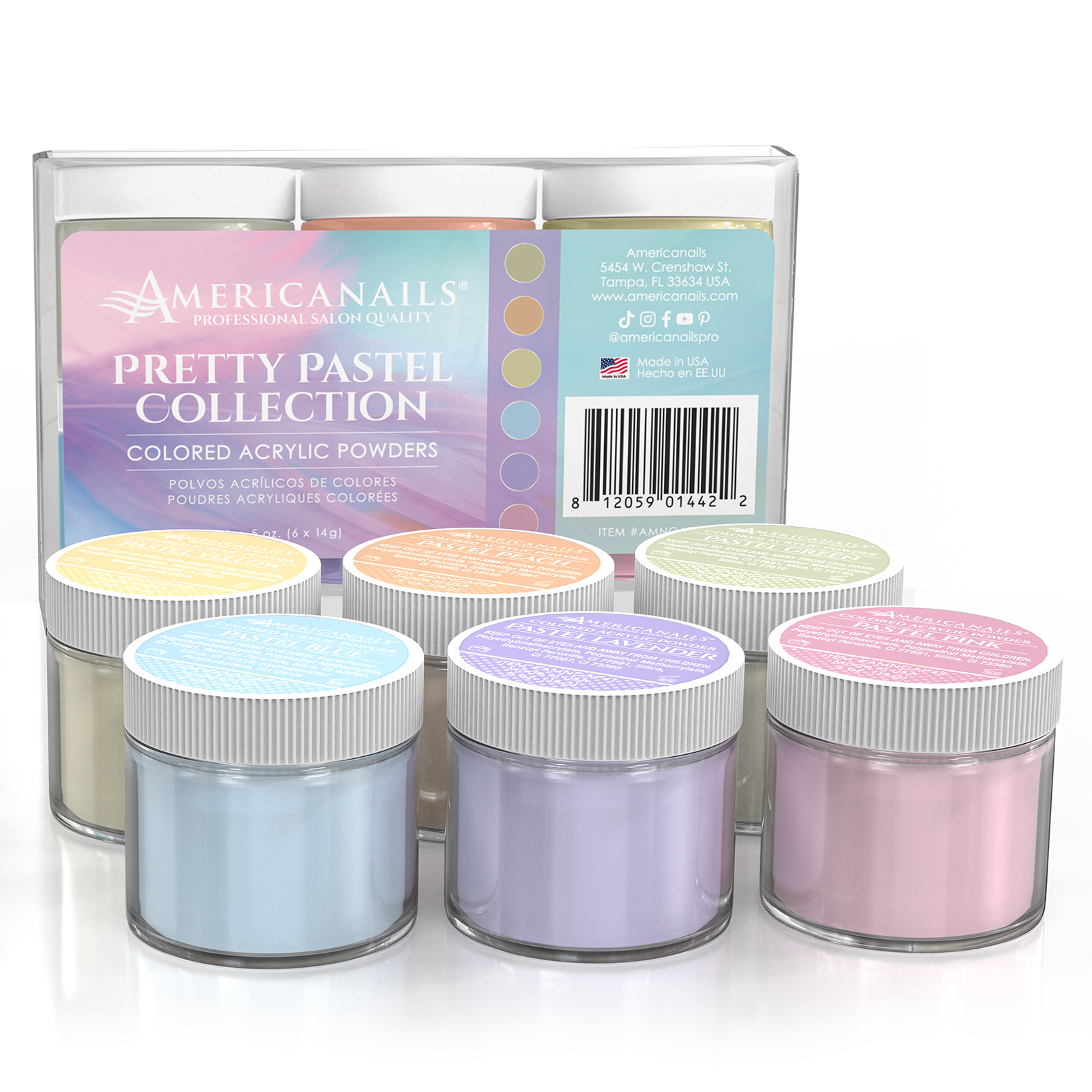 Americanails Colored Acrylic Powders | Pretty Pastel Collection Kit ...